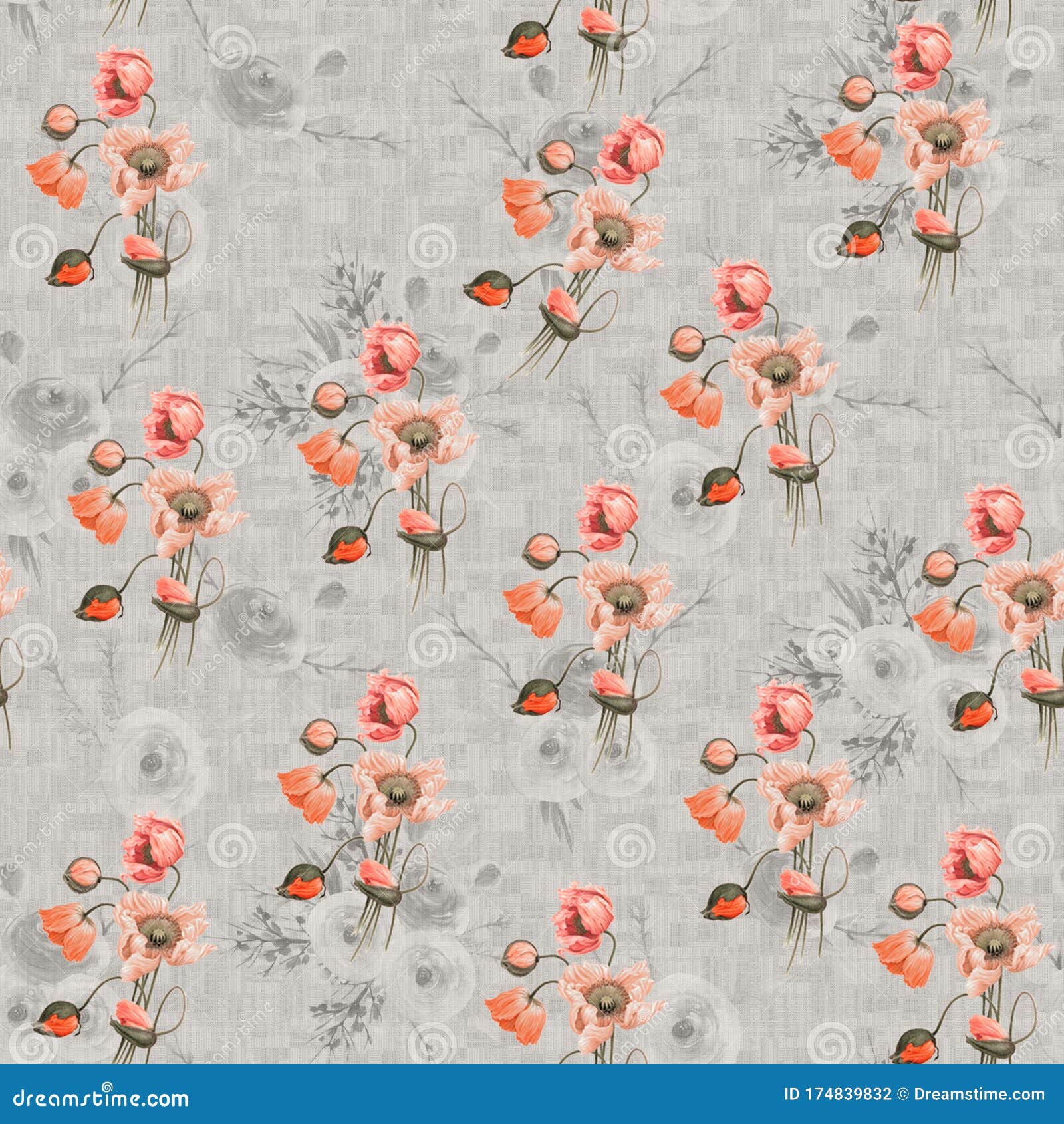 Digital Print Flower Pattern Design Stock Illustration - Illustration ...