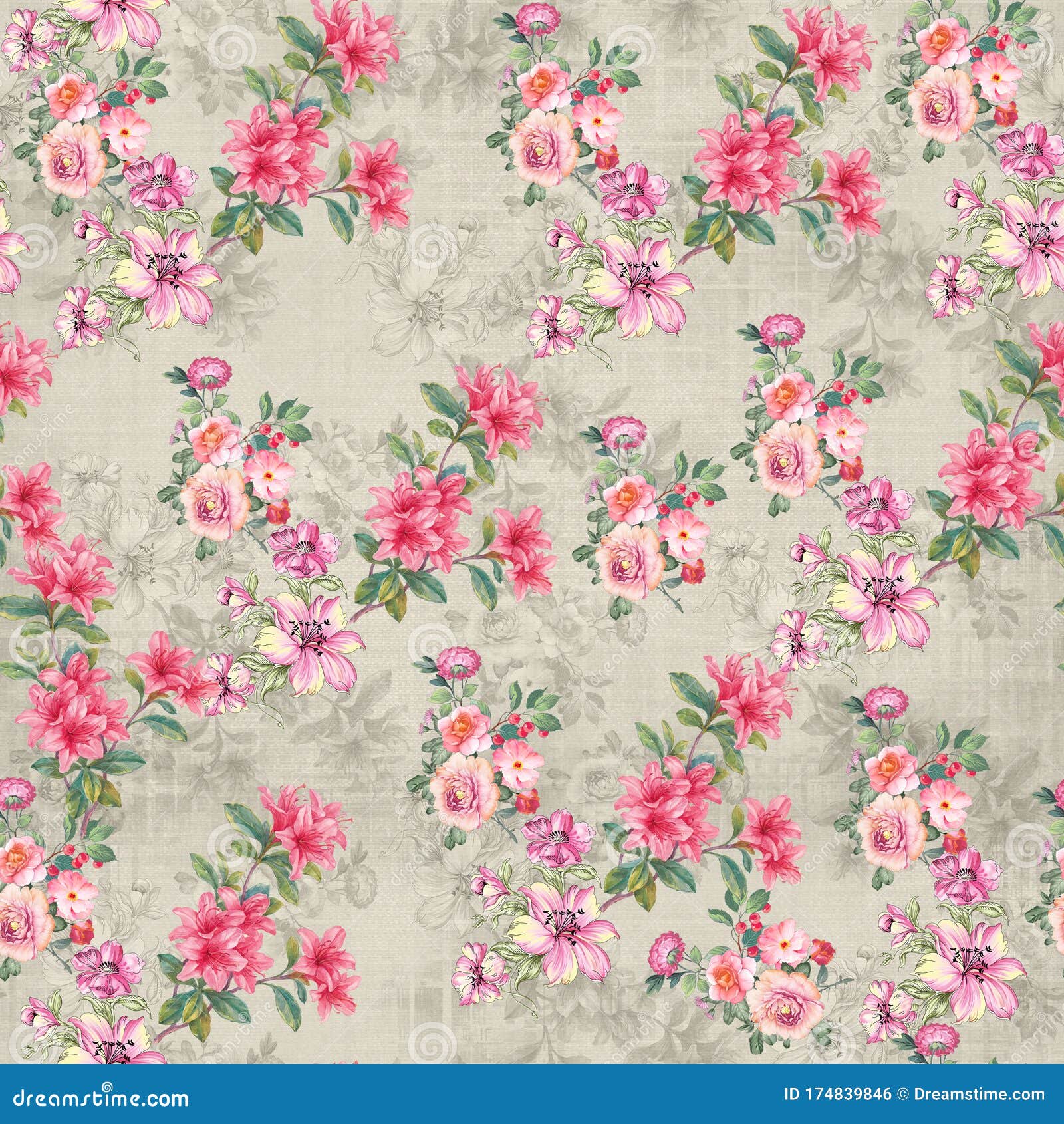 Digital Print Flower Pattern Design Stock Illustration - Illustration ...