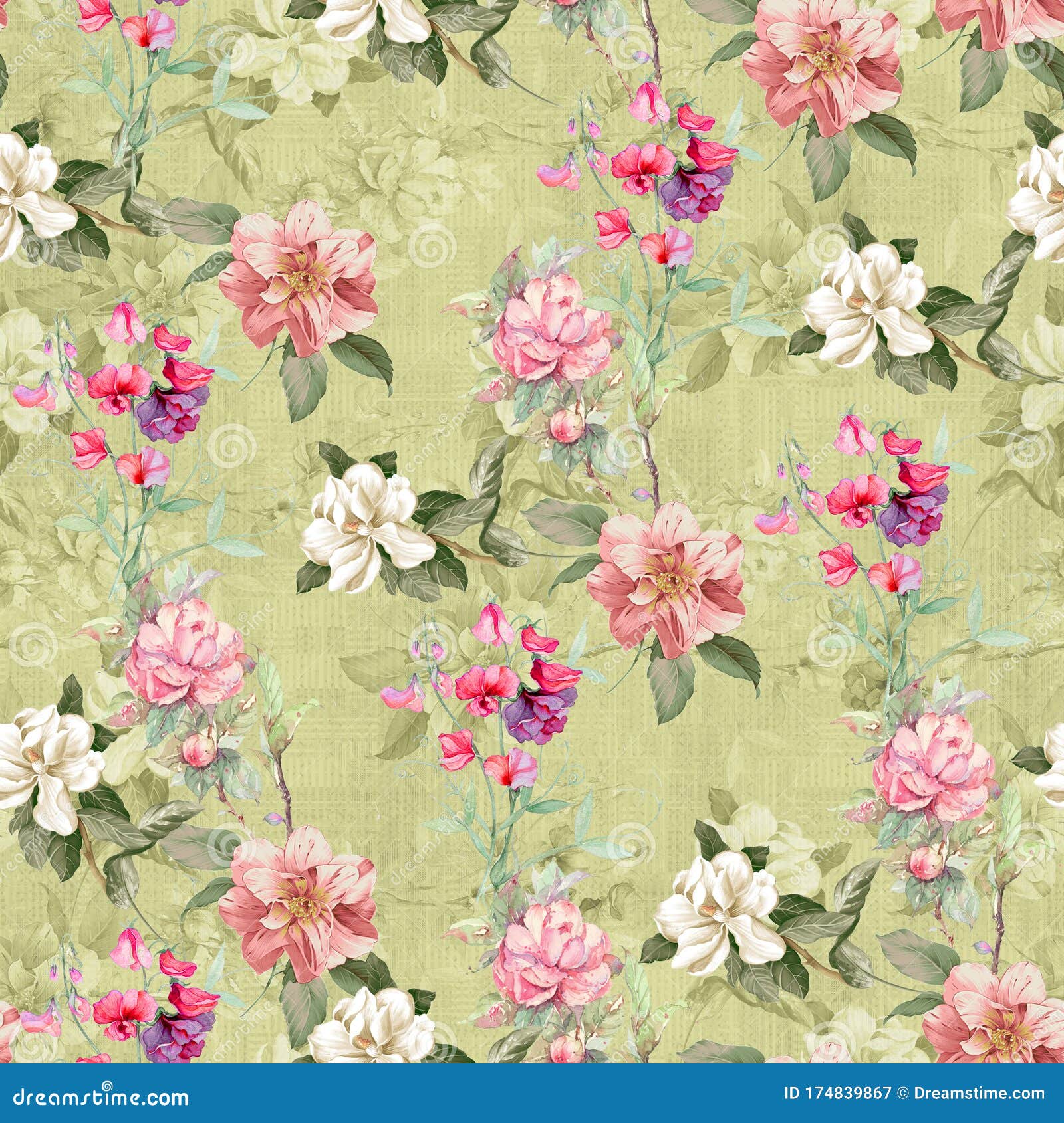 Digital Print Flower Pattern Design Stock Illustration - Illustration ...