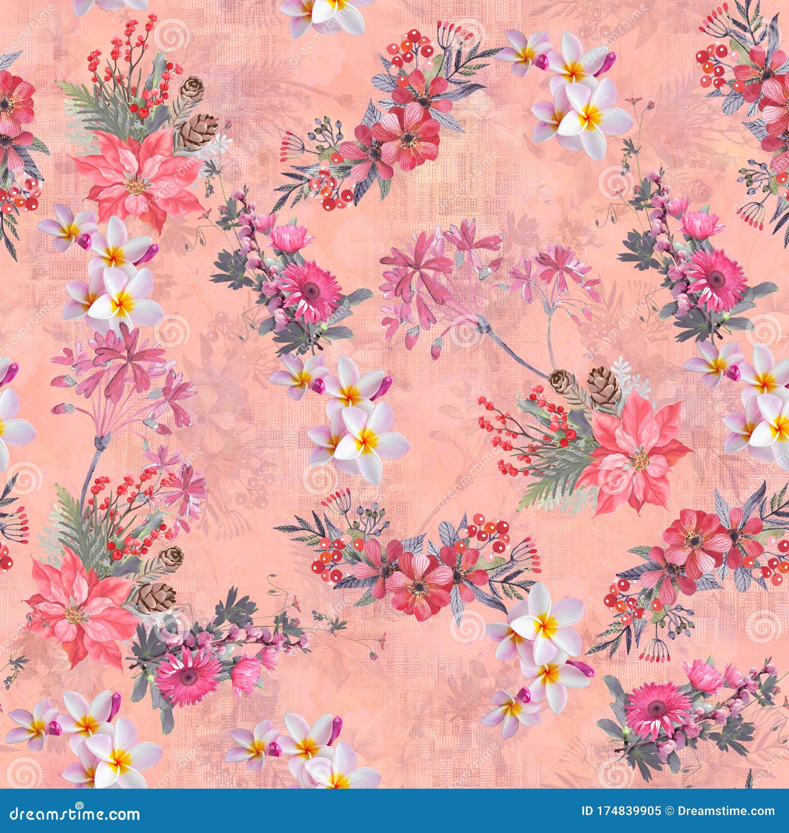 Digital Print Flower Pattern Design Stock Illustration - Illustration ...