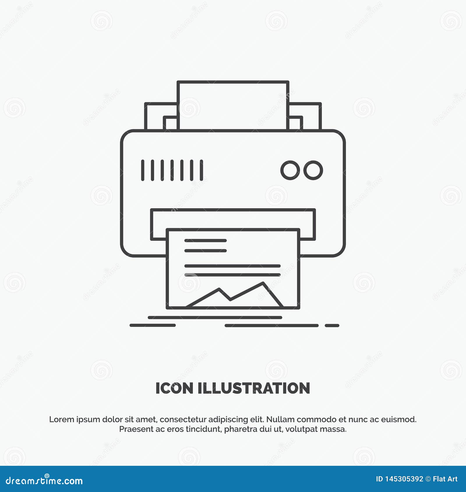 Digital, Printer, Printing, Hardware, Paper Icon. Line Vector Gray ...