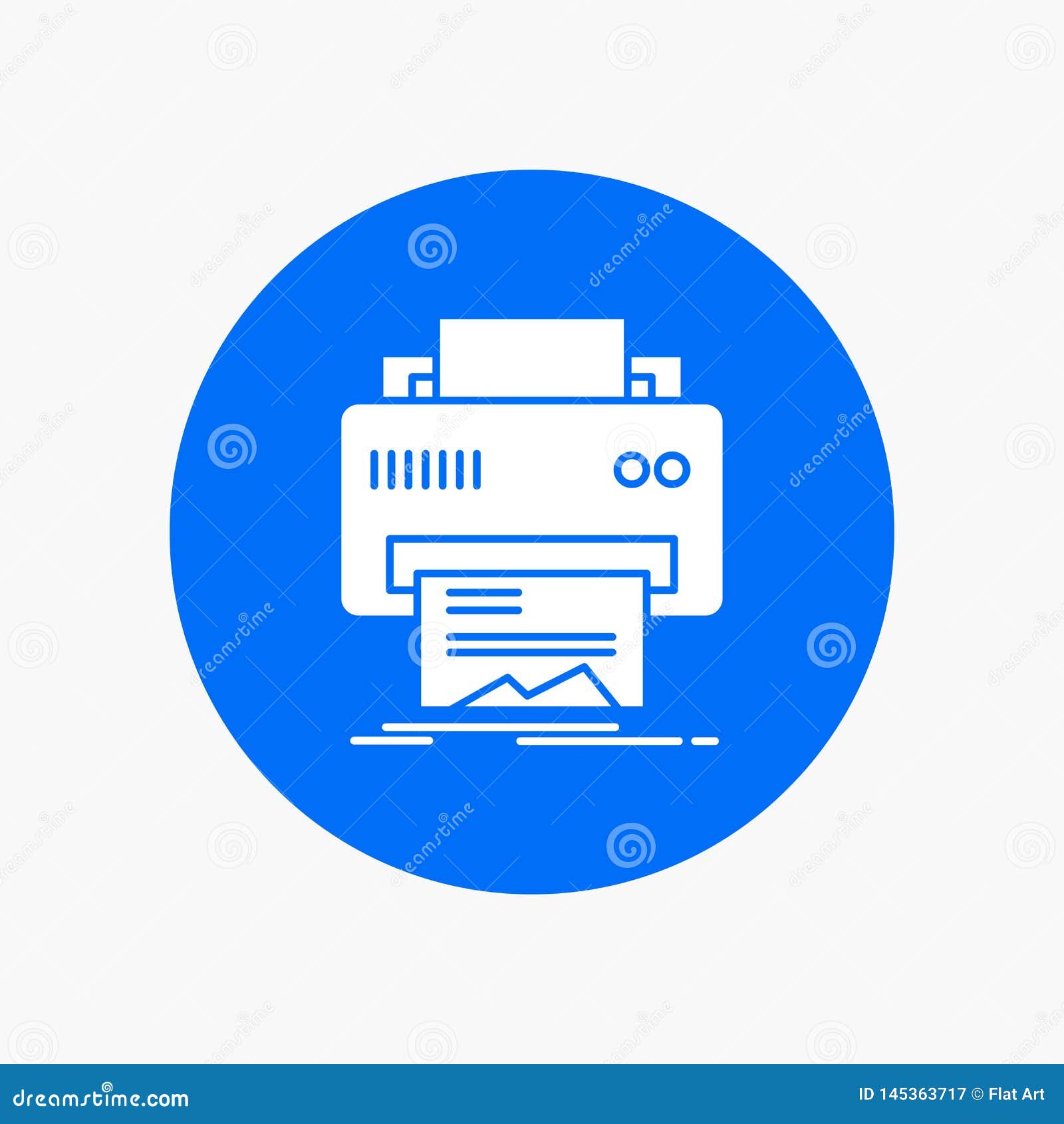 Digital, Printer, Printing, Hardware, Paper White Glyph Icon in Circle ...