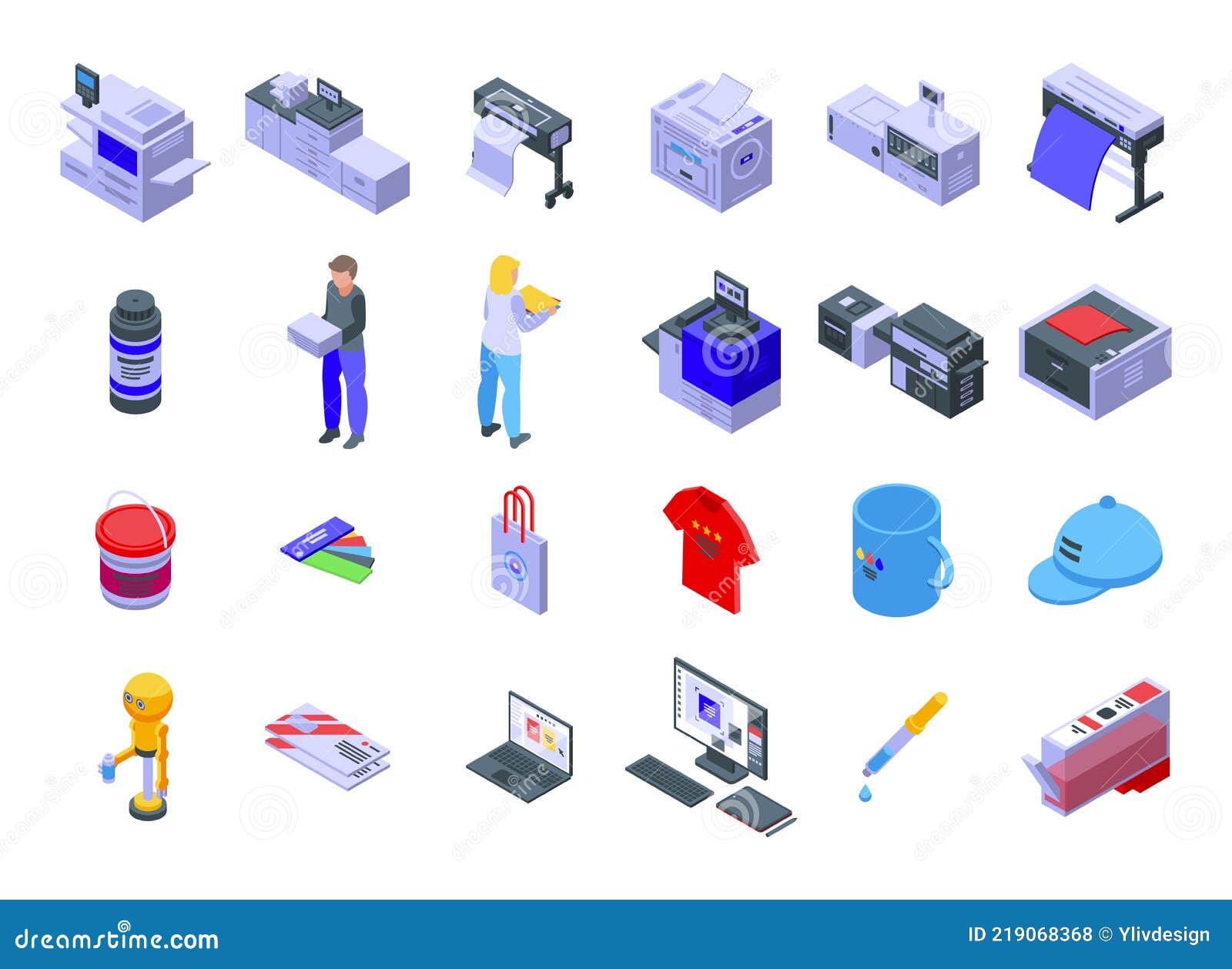 Digital Printing Icons Set, Isometric Style Stock Vector - Illustration ...