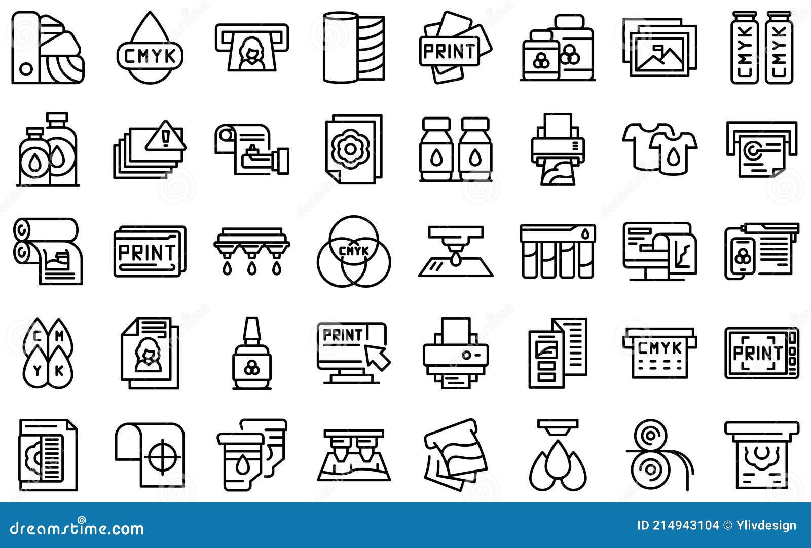 Digital Printing Icons Set, Outline Style Stock Vector - Illustration ...