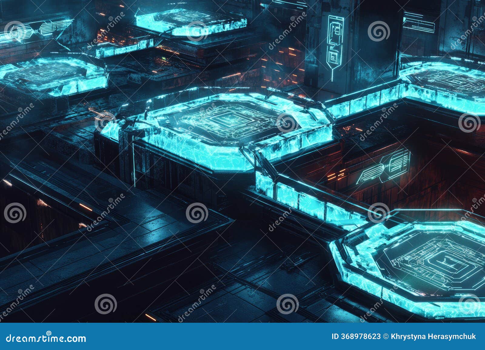 A Digital Prison Where Inmates Are Contained Within Individual Glowing ...