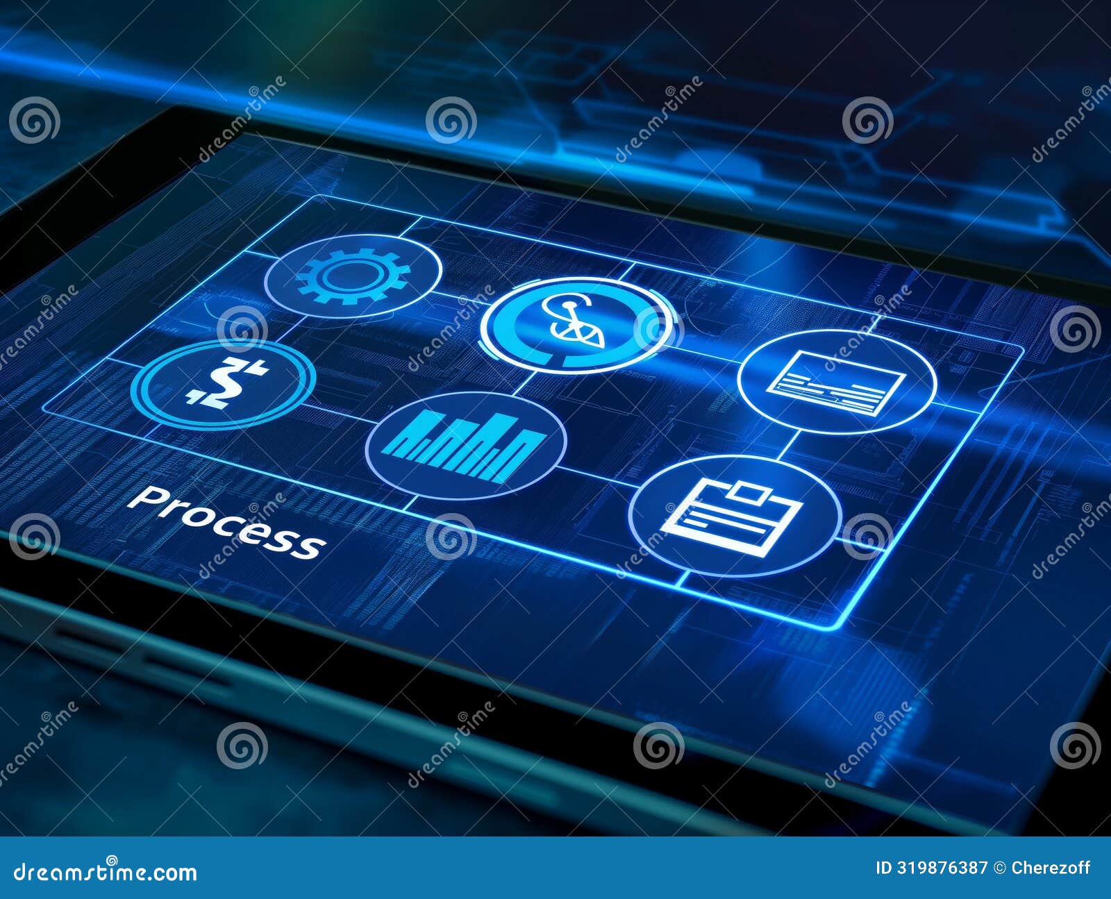 Digital Process Management Interface on Tablet Stock Image - Image of ...