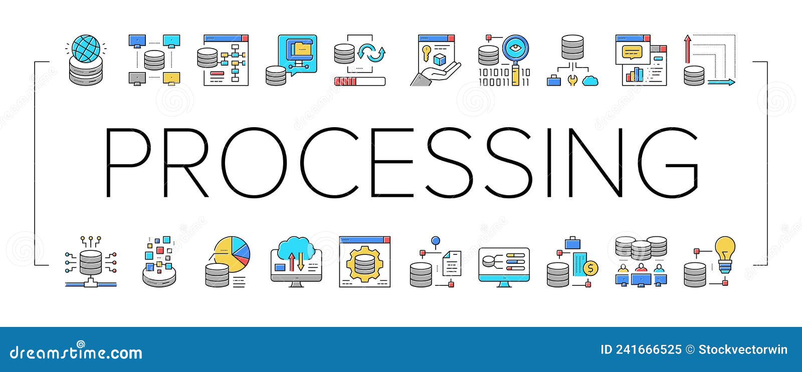 Digital Processing Collection Icons Set Vector Illustration . Stock ...