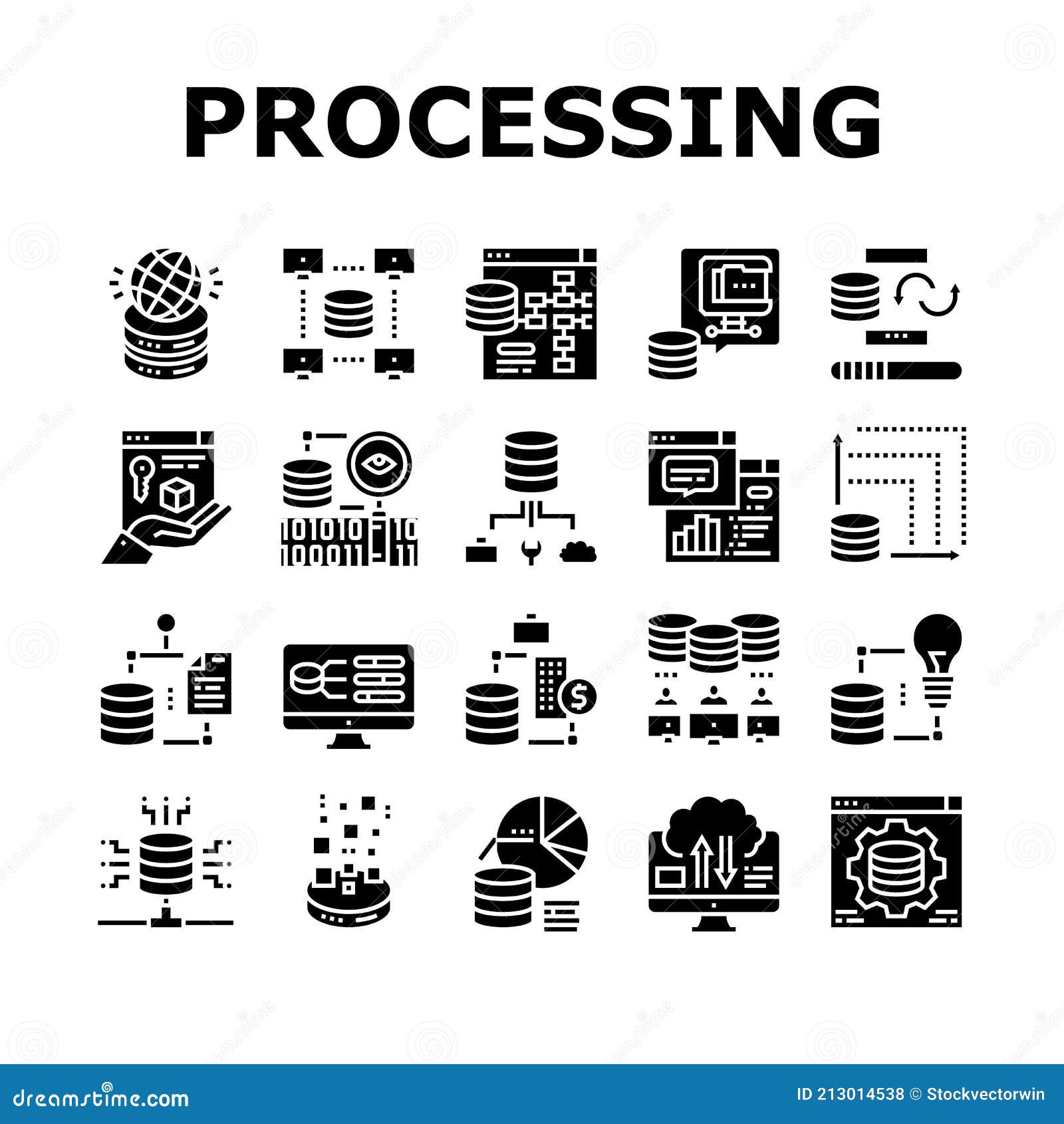 Digital Processing Collection Icons Set Vector Illustration Stock ...