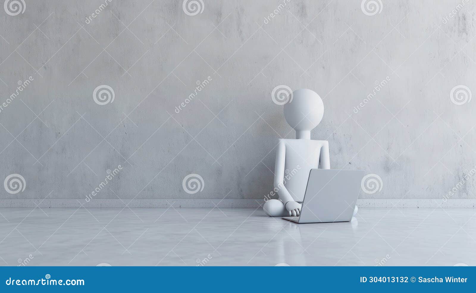 Digital Productivity: White Stick Figure Engaged in Notebook ...