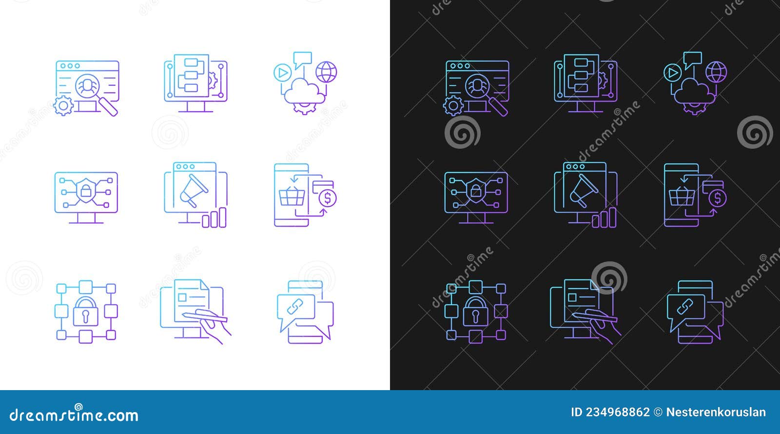 Digital Proficiency Line Icons Collection. Digital Competence ...