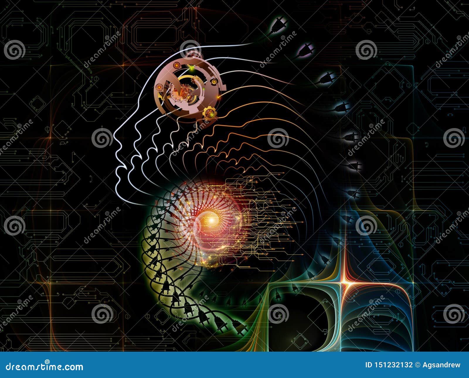 Digital Profiles stock illustration. Illustration of spiral - 151232132