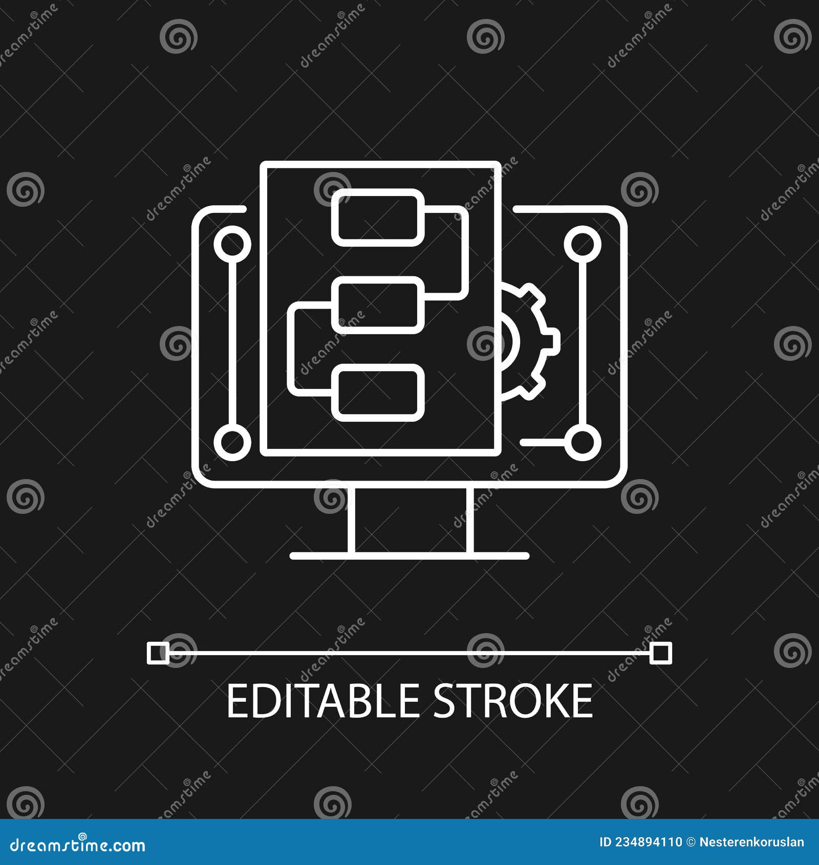 Digital Project Management White Linear Icon for Dark Theme Stock ...
