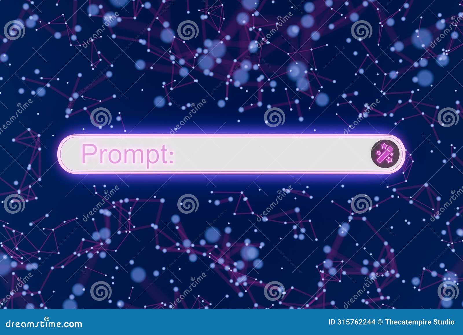 Digital Prompt Command Bar on Abstract Network Background Stock ...