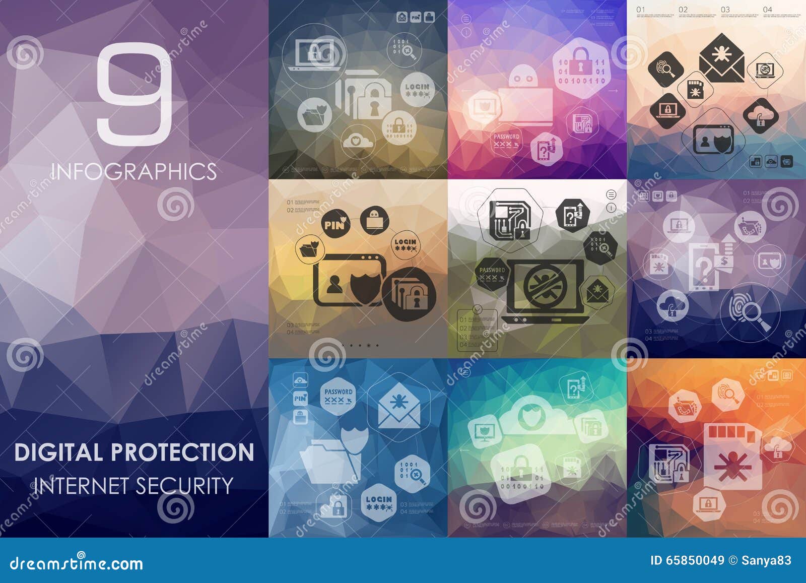 Digital Protection Infographic with Unfocused Background Stock Vector ...