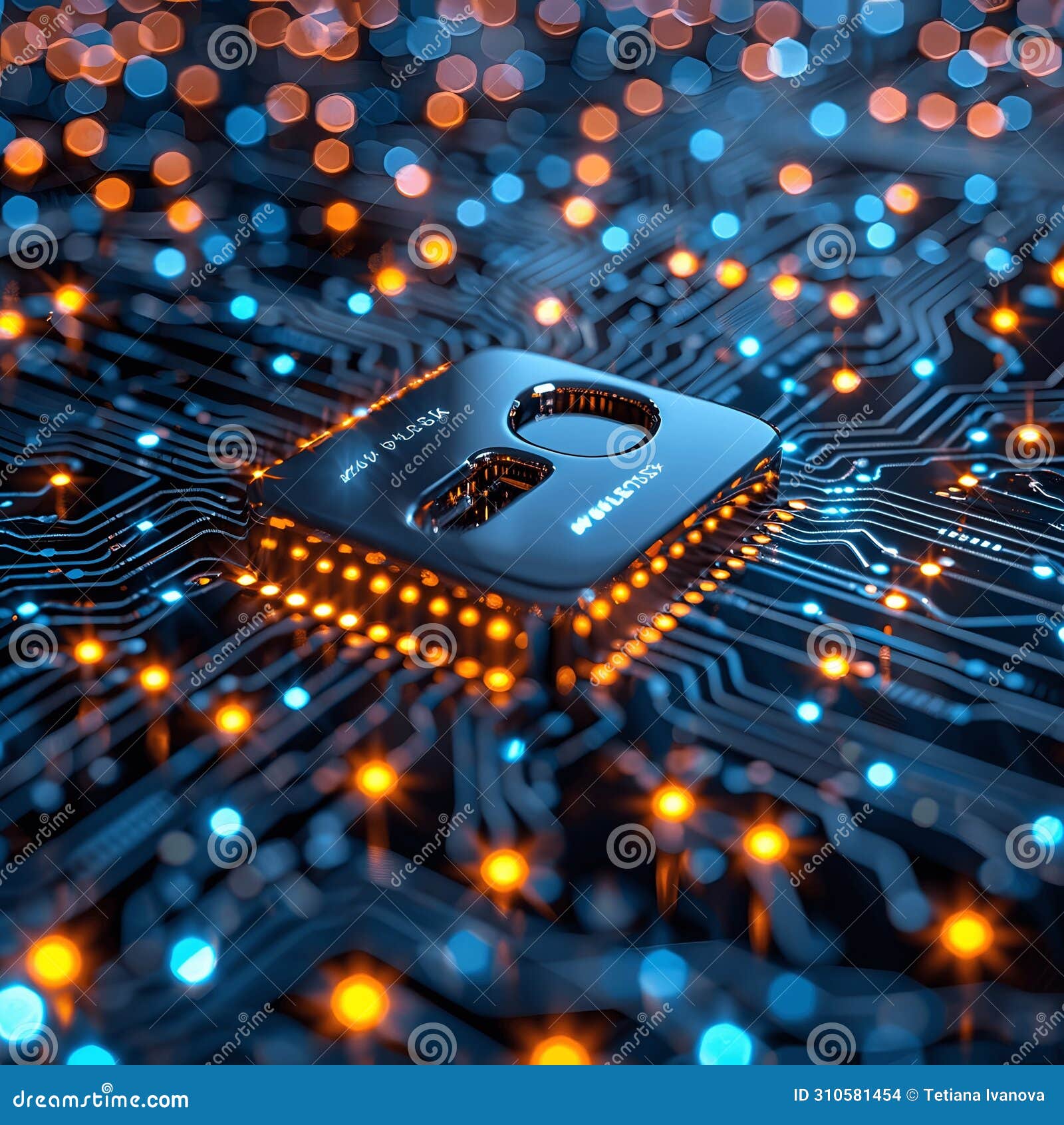 Digital Protection: Lock Meets Code. Stock Illustration - Illustration ...