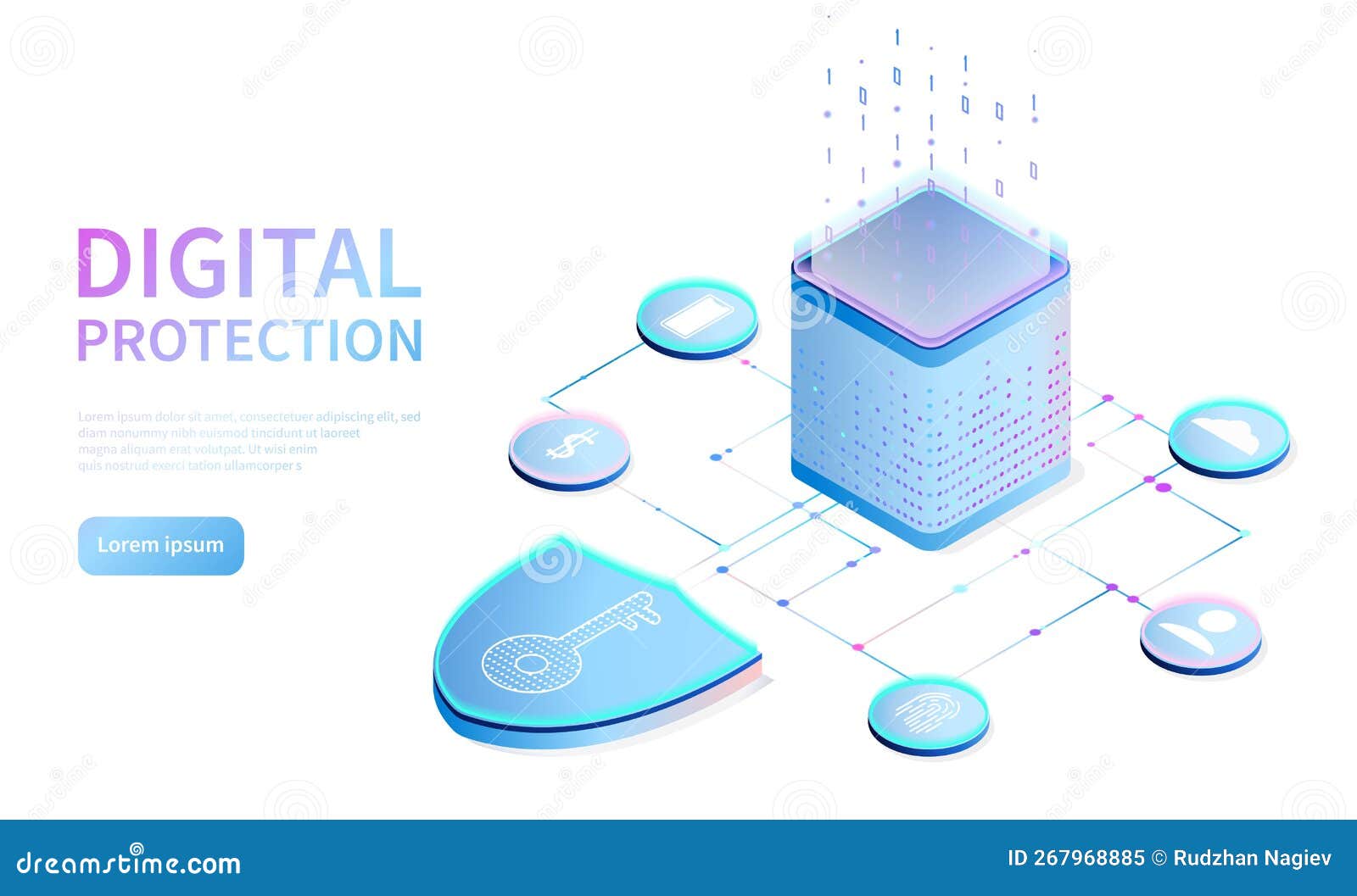 Digital Protection Mechanism Light Stock Illustration - Illustration of ...
