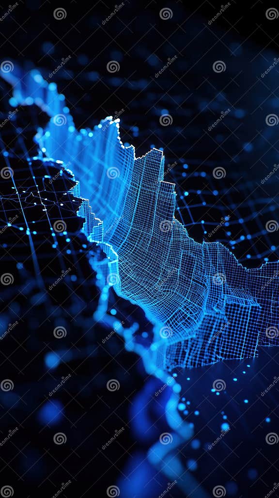 Digital Pulse Visualization of Earthquake Shockwave in Blue Tones Stock ...