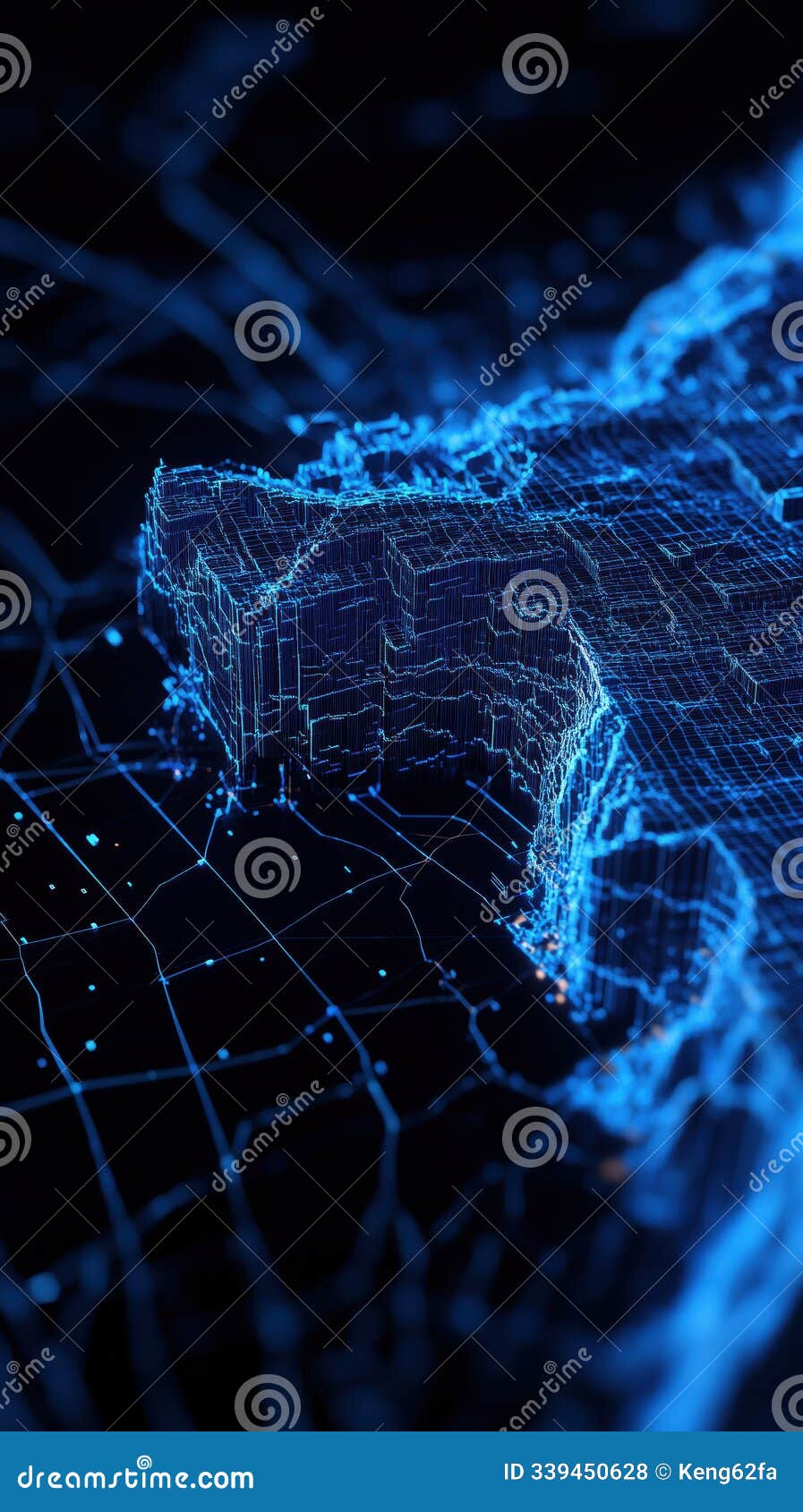 Digital Pulse Visualization of Earthquake Shockwave in Blue Tones Stock ...