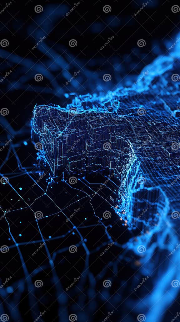 Digital Pulse Visualization of Earthquake Shockwave in Blue Tones Stock ...