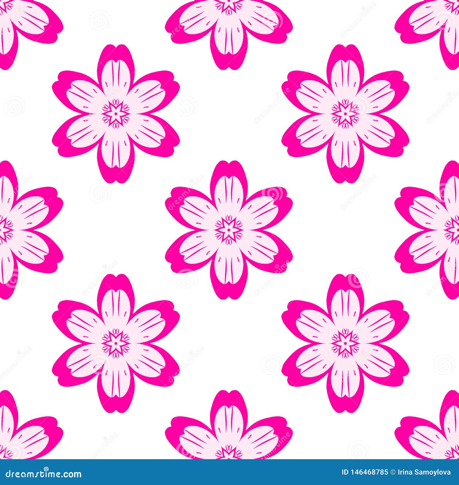 Digital Purple Flowers Simple Seamless Pattern Stock Illustration ...