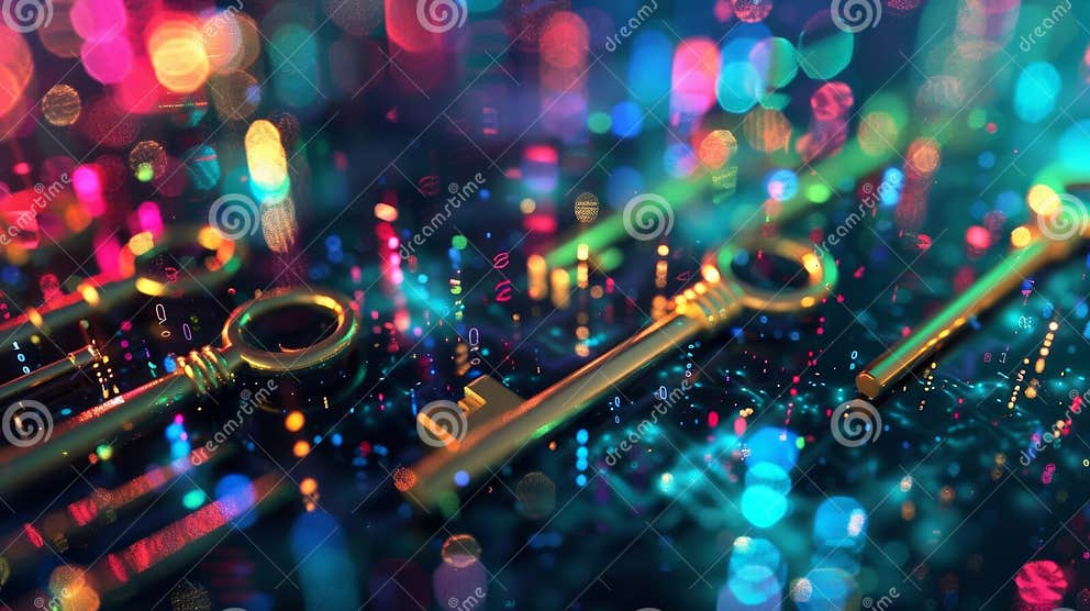 A Digital Puzzle Composed of Interlocking Abstract Keys Illustrating ...