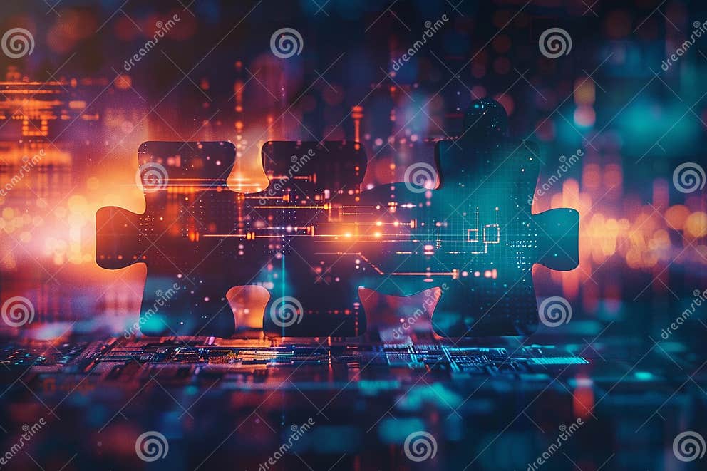 Digital Puzzle Solution stock illustration. Illustration of process ...