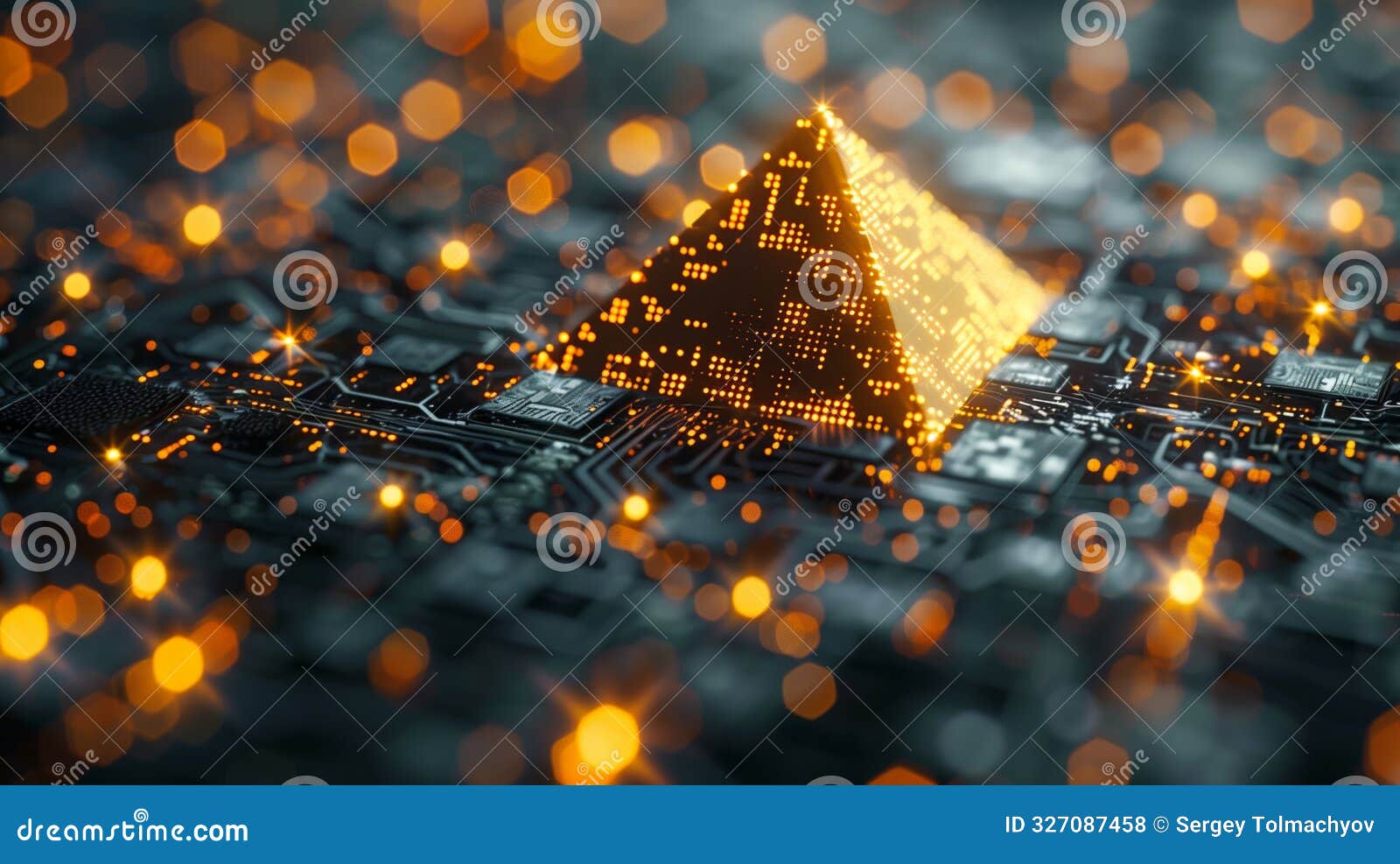 Digital Pyramid on a Circuit Board Stock Photo - Image of glow ...