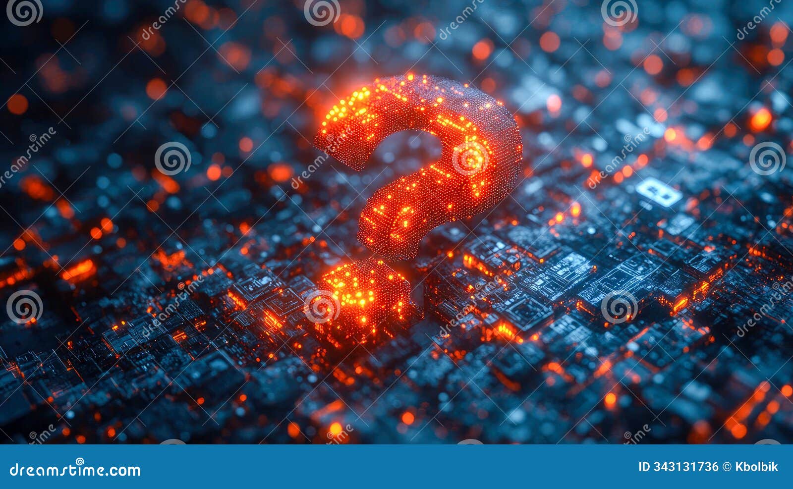 A Digital Question Mark Floating Above A Holographic Circuit Board ...