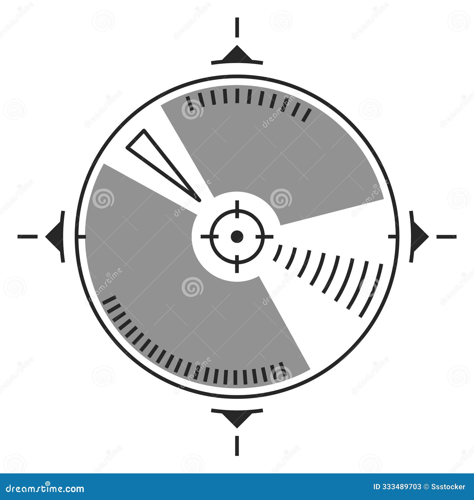 Radar Round Screen, Isolated On Black. Vector Illustration ...