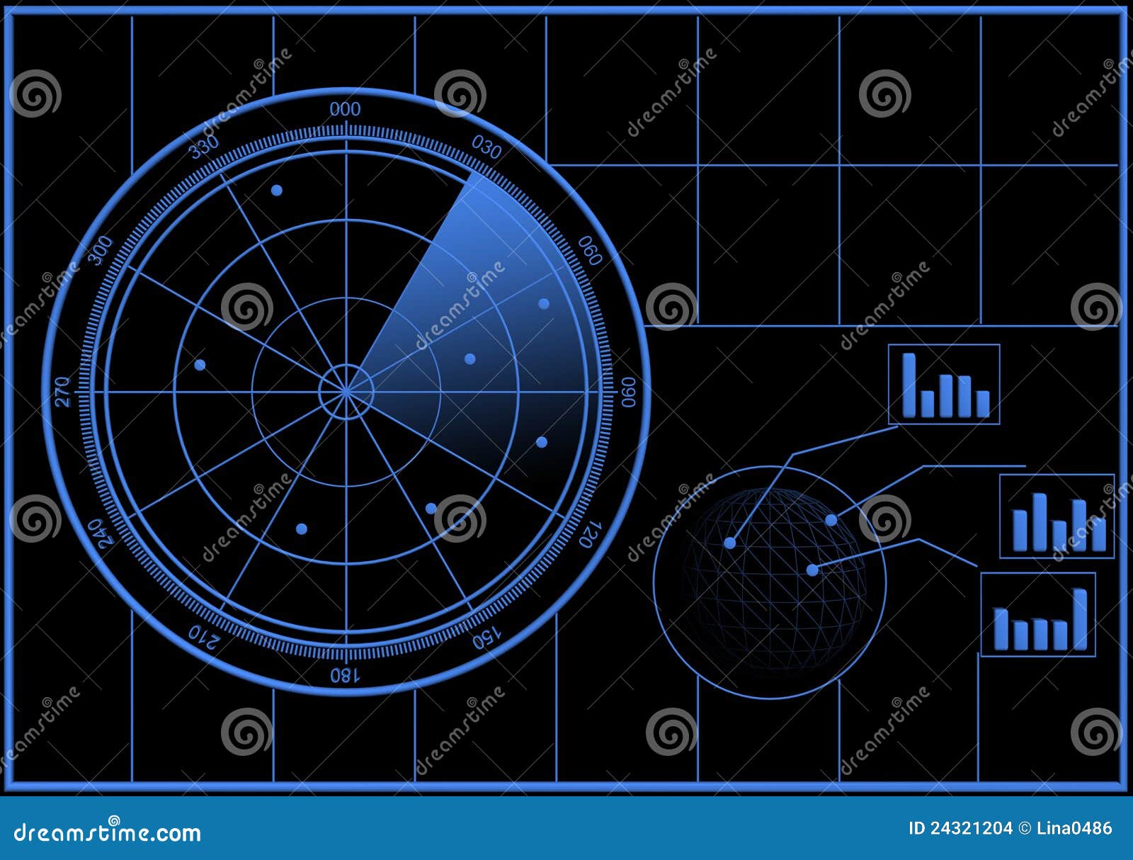 Digital Radar screen stock illustration. Illustration of military ...