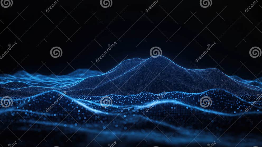 Digital Radar Visualization Shows Terrain Map. Tech Visualisation on Screen. Abstract ...