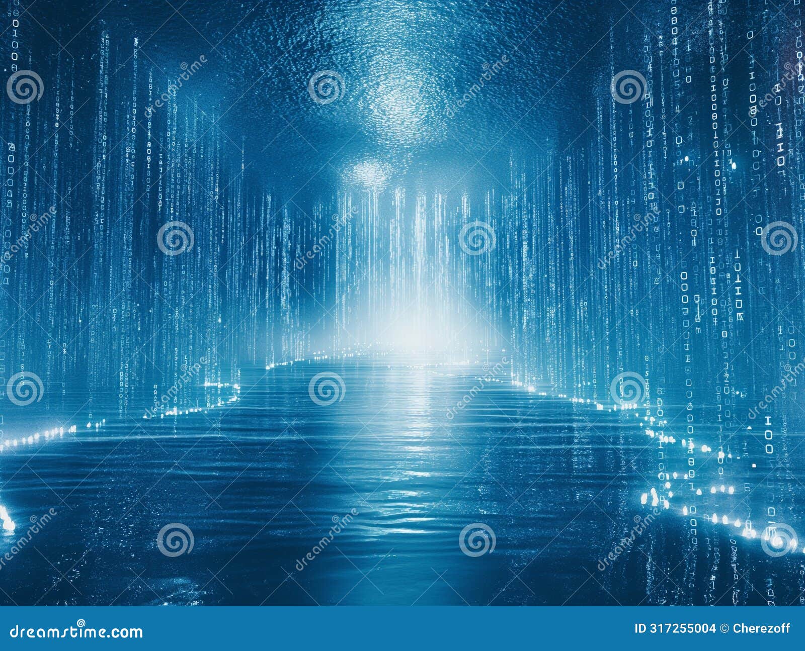 Digital Rain Over Cyber Sea Stock Photo - Image of information, matrix ...