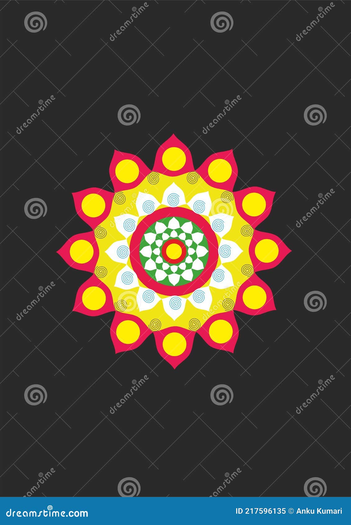Digital Rangoli design stock illustration. Illustration of symmetry ...