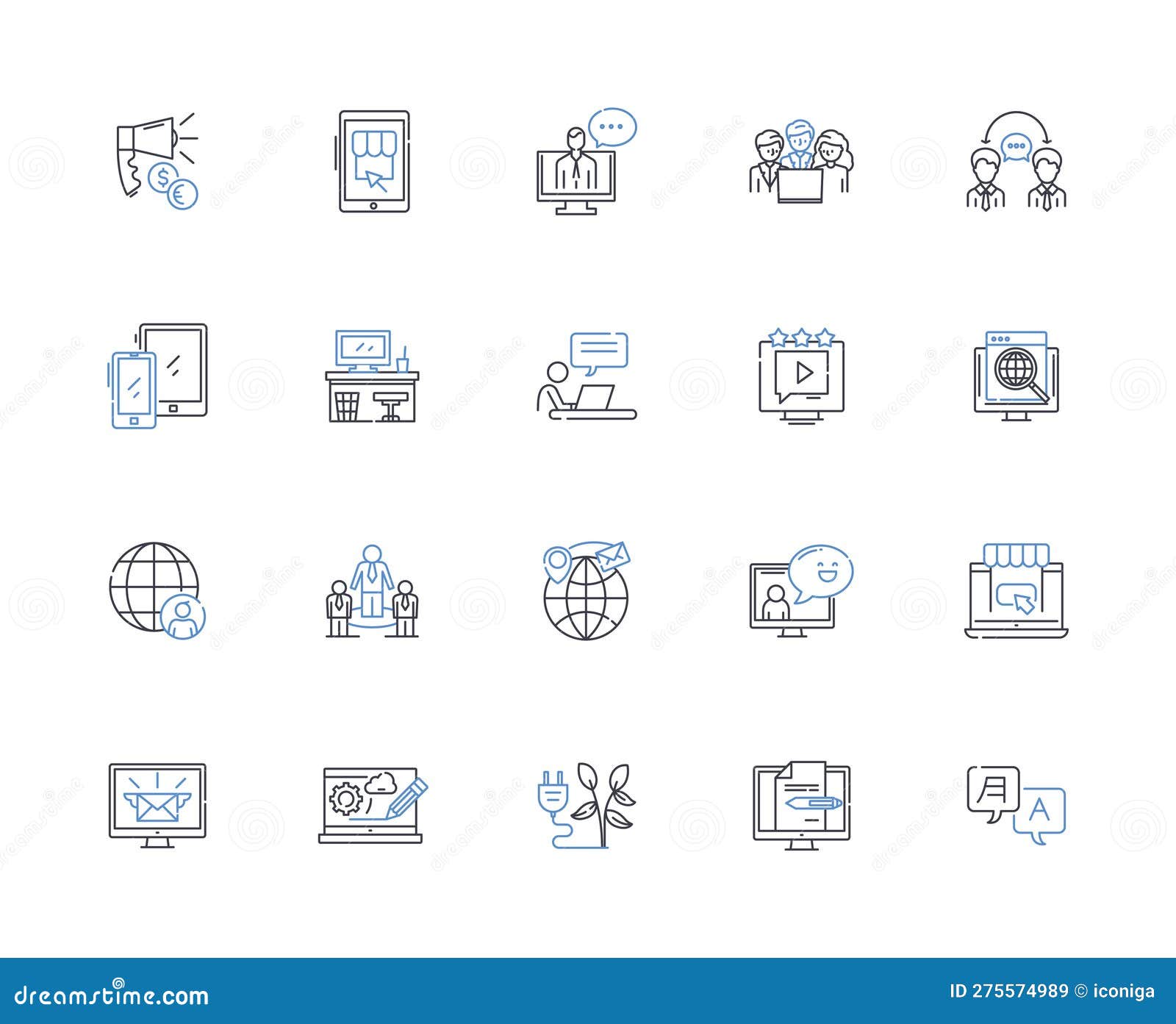Digital Rapport Line Icons Collection. Connection, Communication, Trust ...