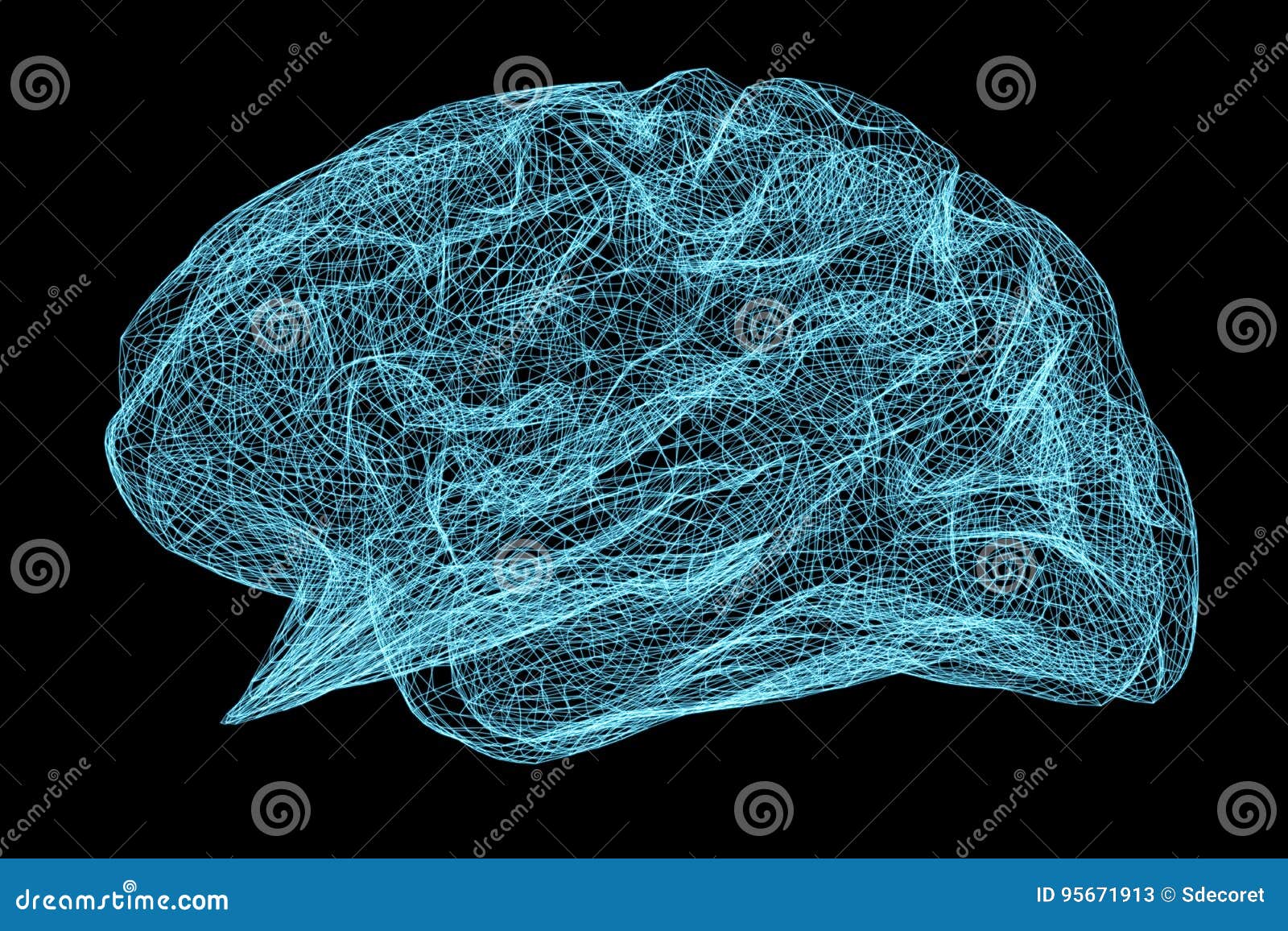 Digital X-ray Human Brain 3D Rendering Stock Illustration ...