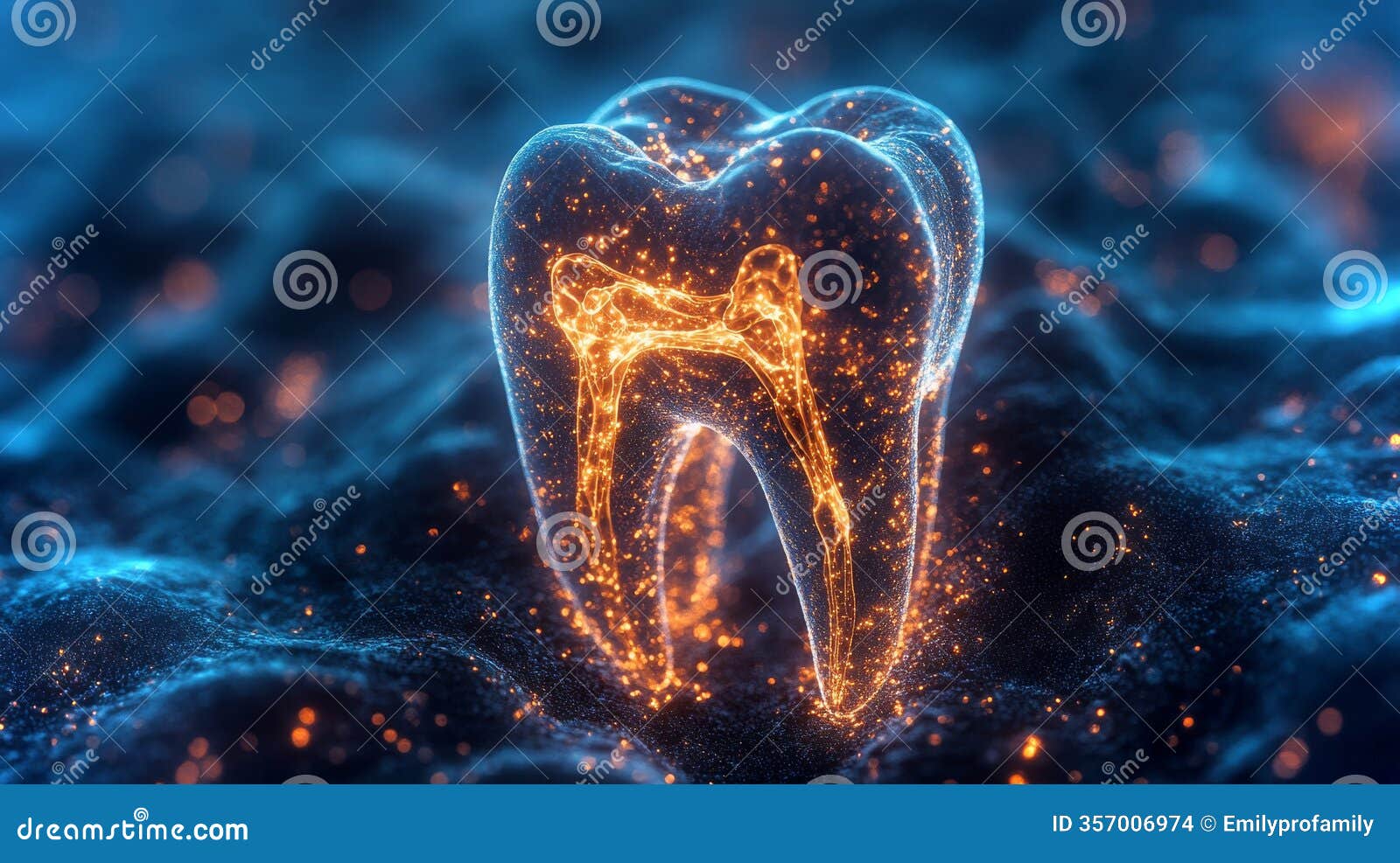 Digital X-ray of a Molar Showing Detailed Internal Structures with ...