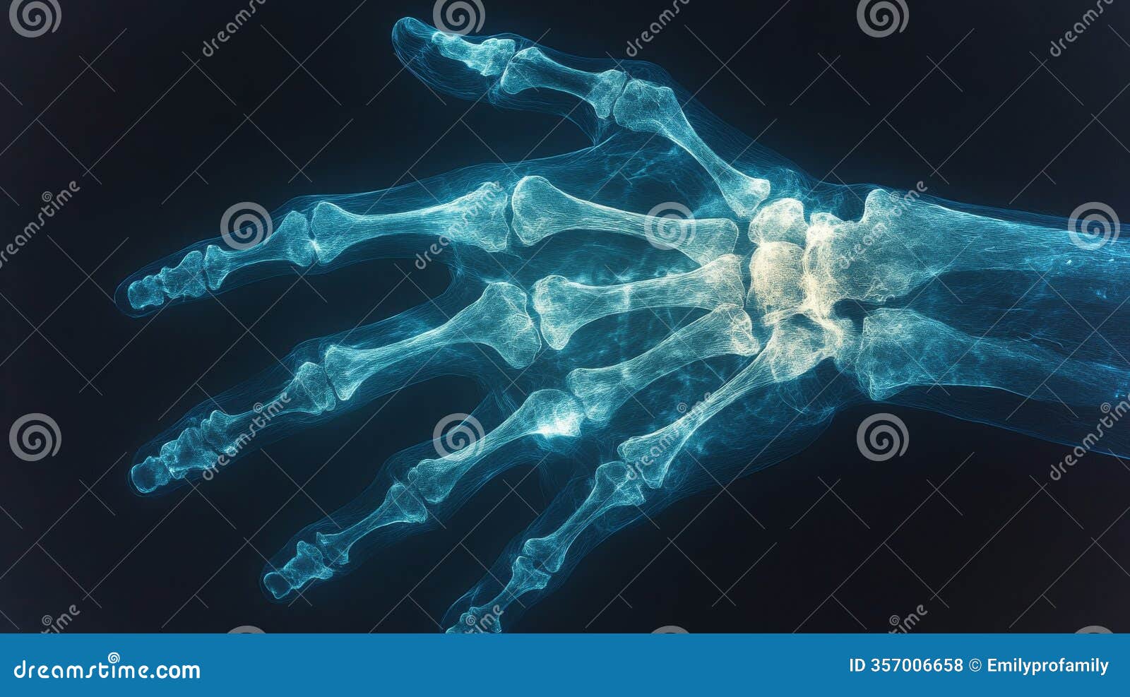 Close-up Digital X-ray Revealing the Bones and Joints of a Human Hand ...