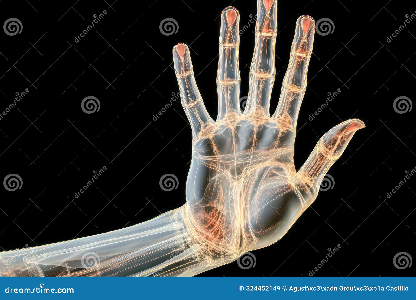 Digital X-ray Visualization of Human Hand Anatomy Stock Image - Image ...