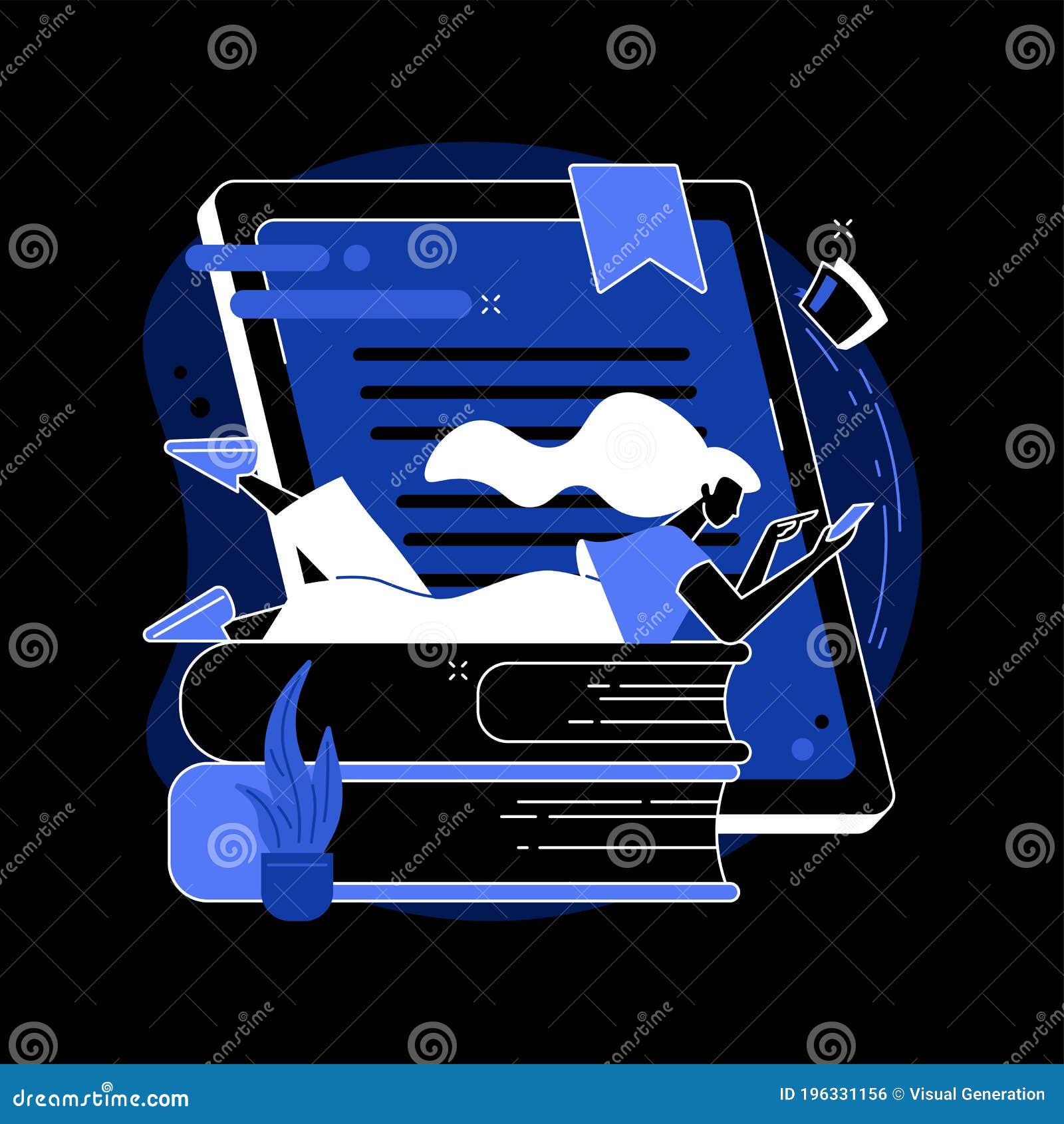 Digital Reading Abstract Concept Vector Illustration. Stock Vector ...