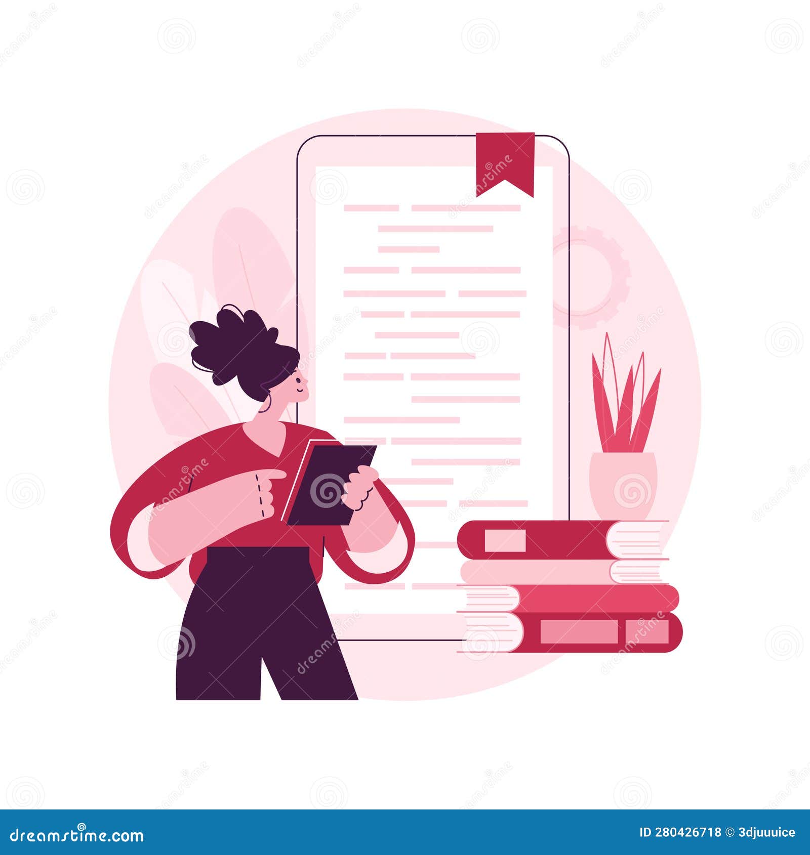Digital Reading Abstract Concept Vector Illustration. Stock Vector ...