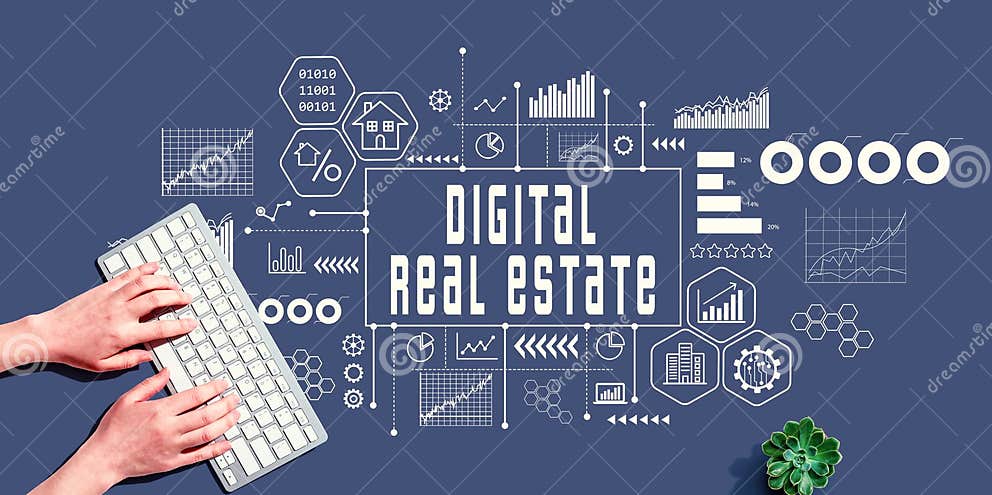 Digital Real Estate Concept with Person Using Pc Keyboard Stock Photo ...