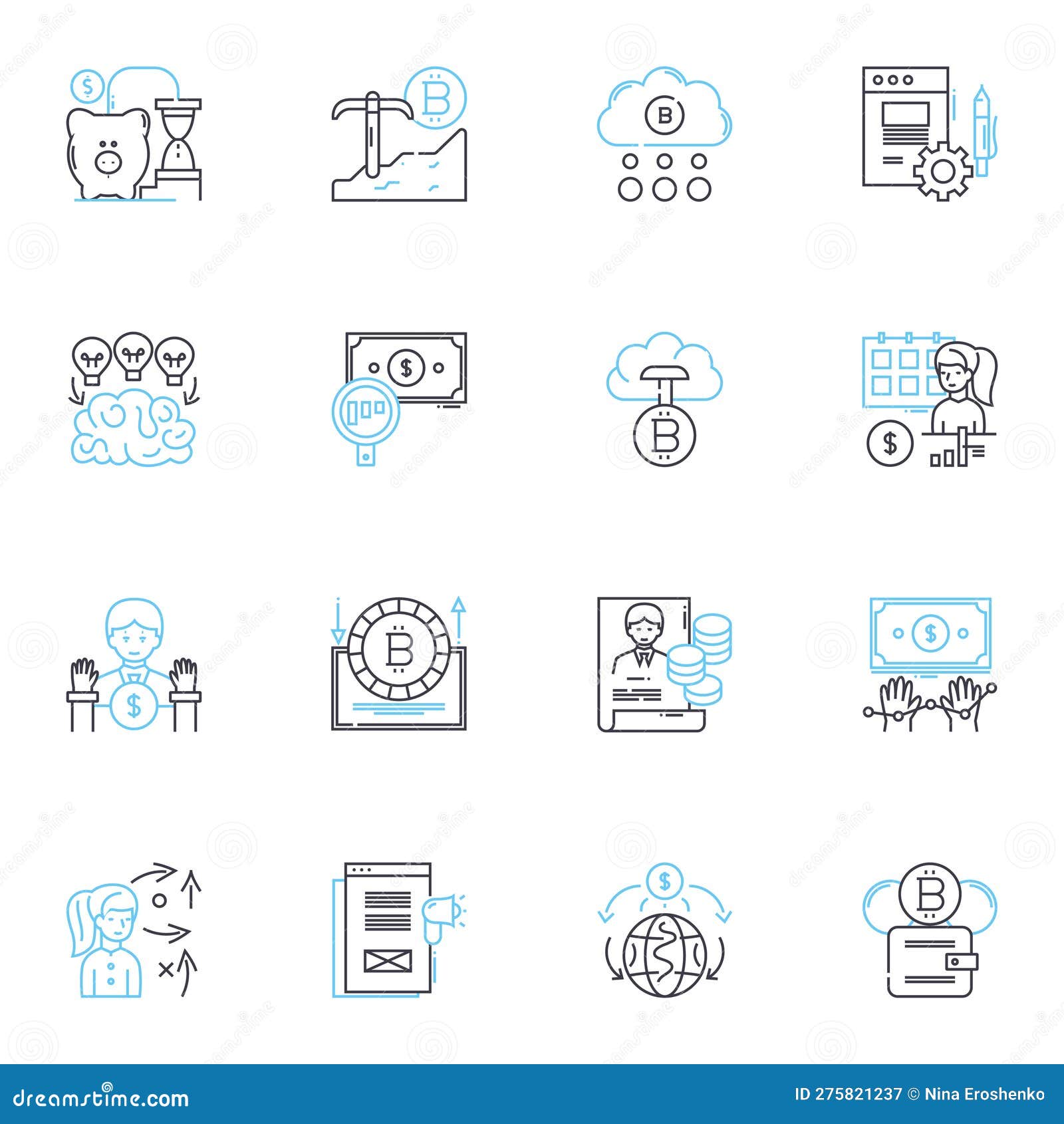 Digital Reality Linear Icons Set. Simulation, Virtuality, Artificiality ...