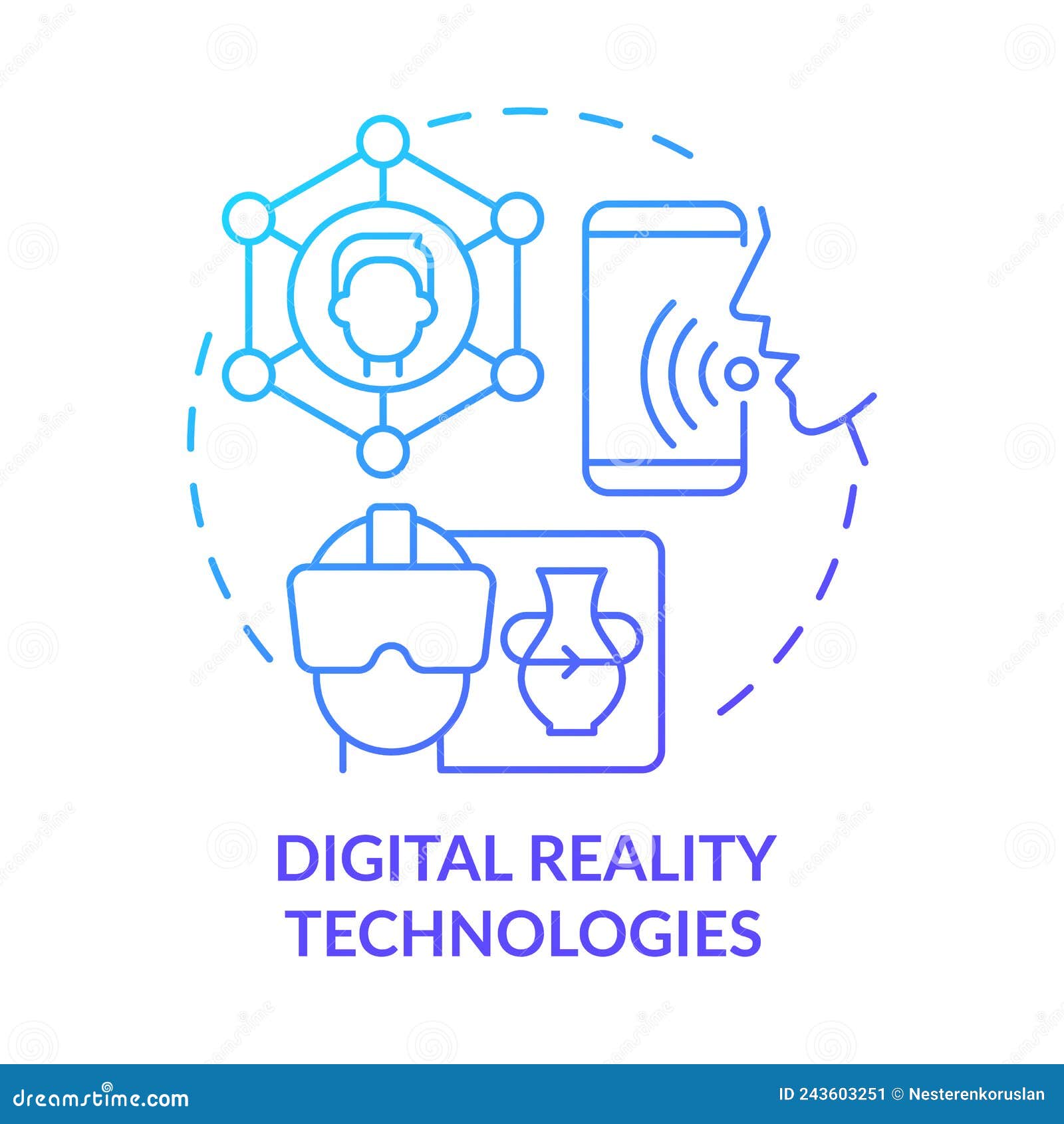 Digital Reality Technologies Blue Gradient Concept Icon Stock Vector ...