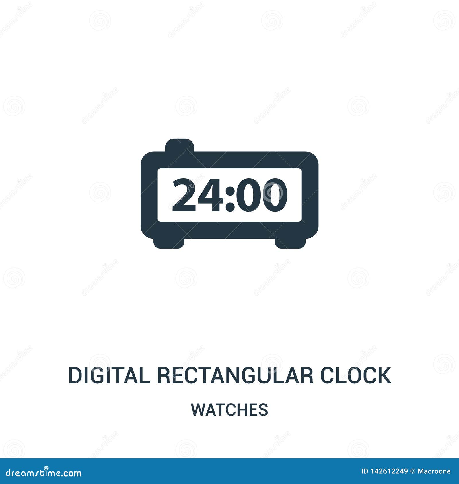 Digital Rectangular Clock Icon Vector from Watches Collection. Thin ...