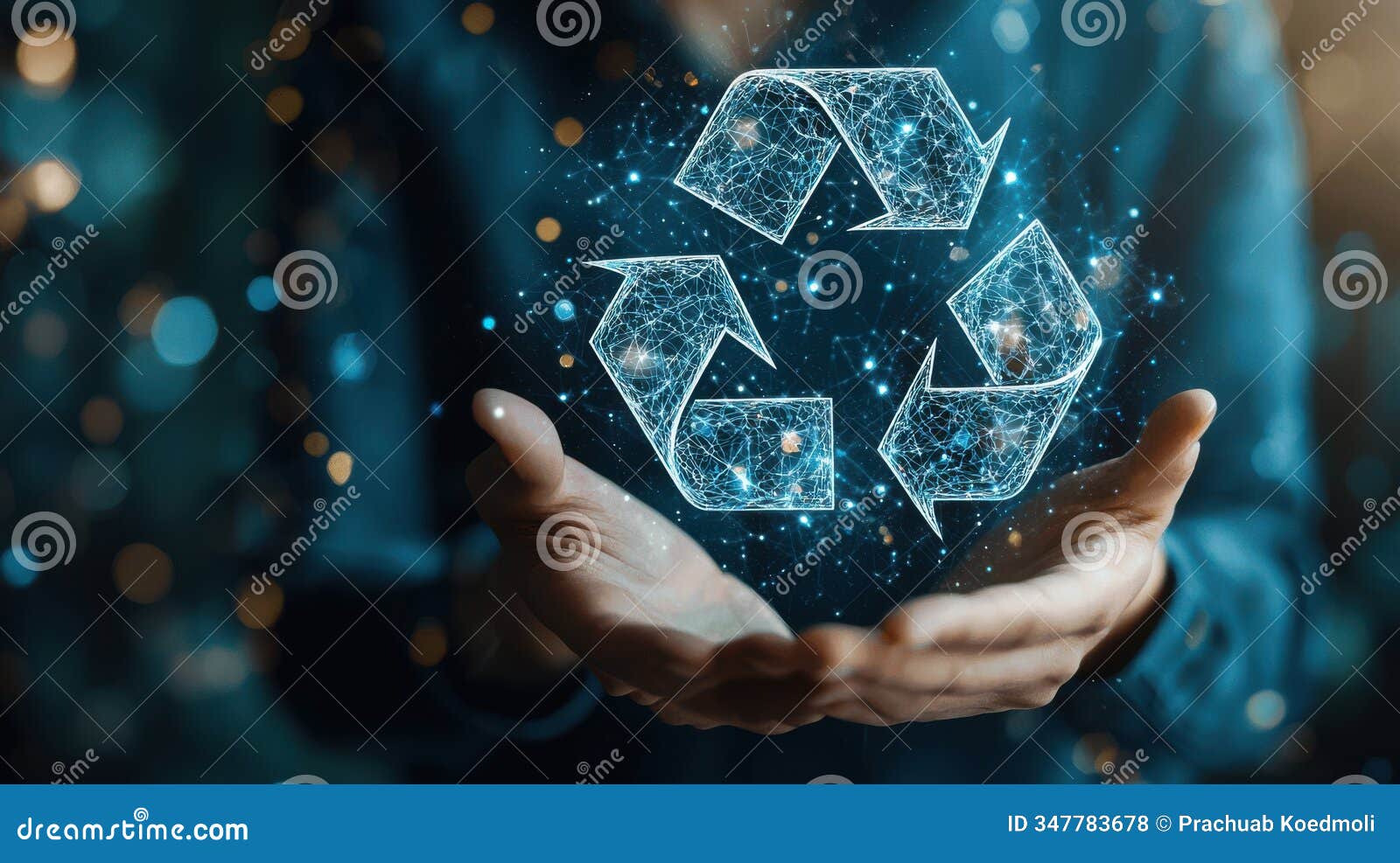 Digital Recycle Symbol, Hands, Sustainability Stock Illustration ...