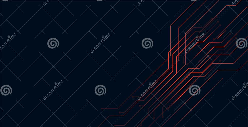 Digital Red Circuit Lines Technology Background Design Stock Vector ...