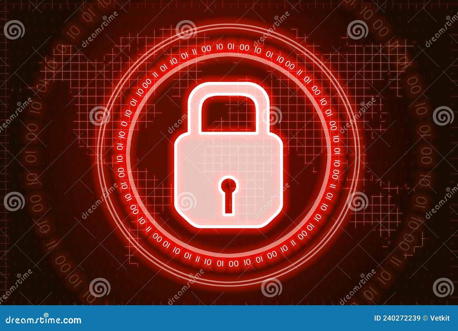 Digital Red Lock Icon Interface Stock Illustration - Illustration of ...