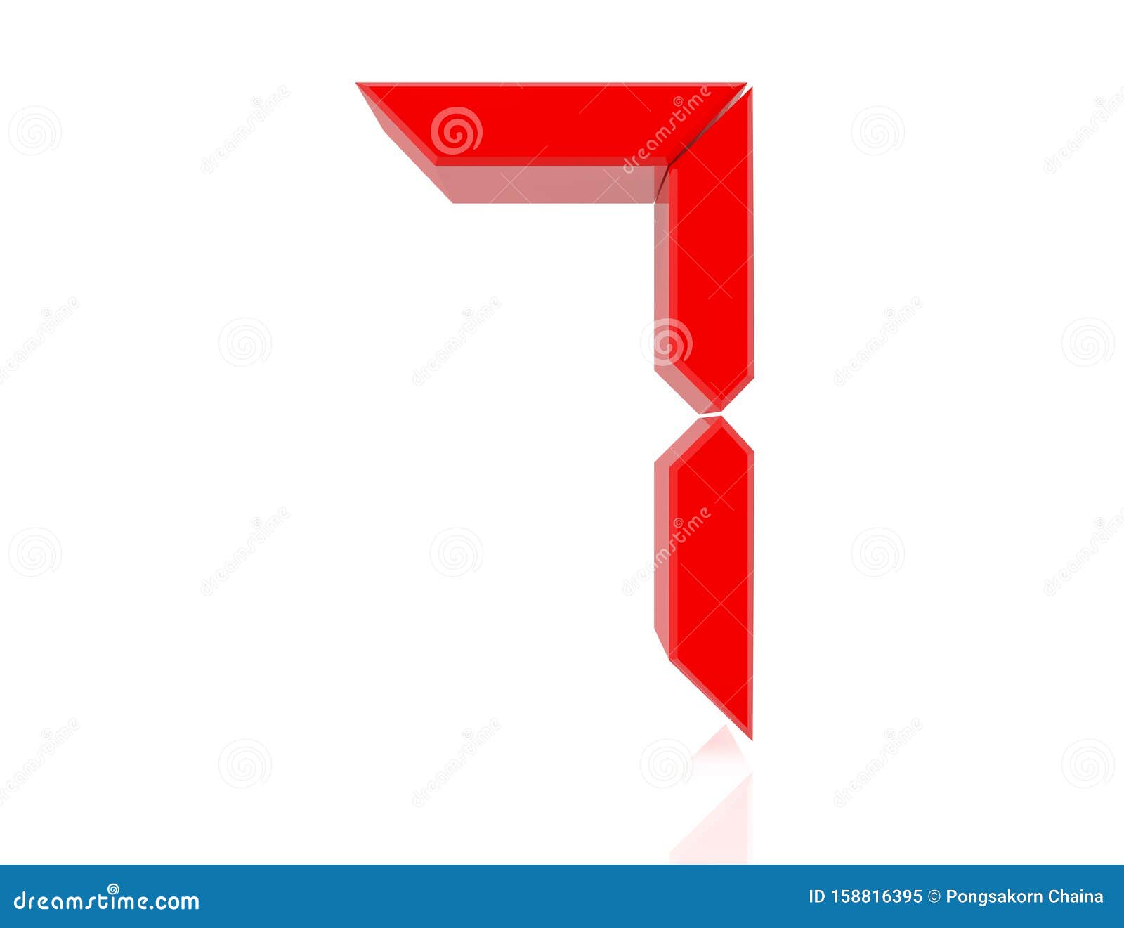 Digital Red Number 7 Isolated on White Background 3d Rendering Stock ...