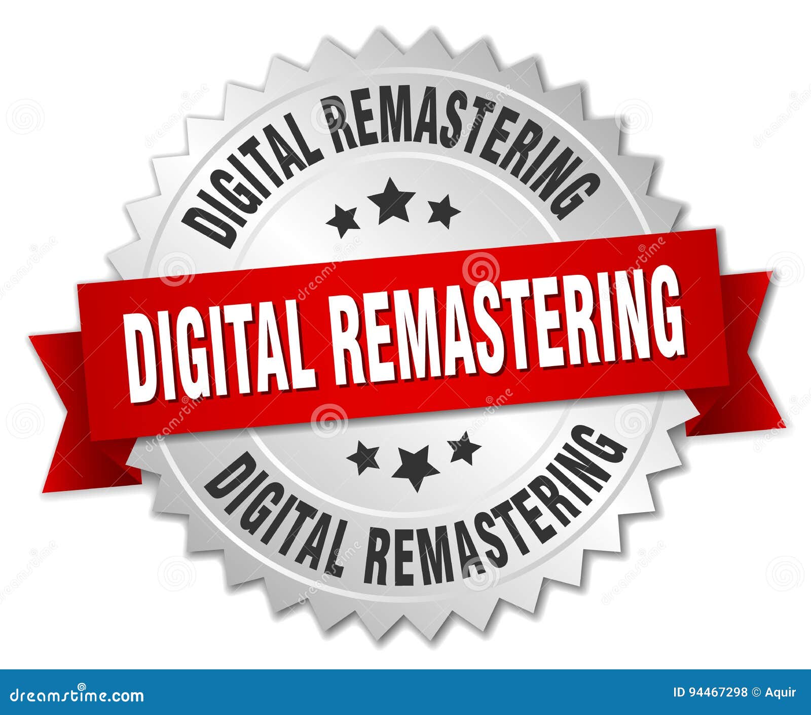 Digital Remastering Round Isolated Badge Stock Vector - Illustration of ...