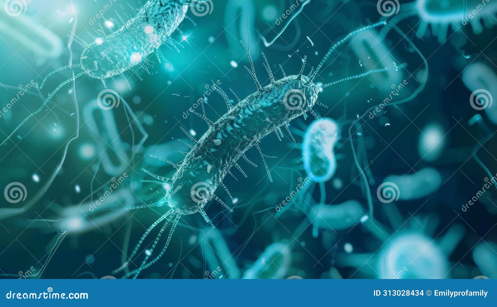 Digital Render of Bacteria in a Microscopic View Simulation Stock Photo ...